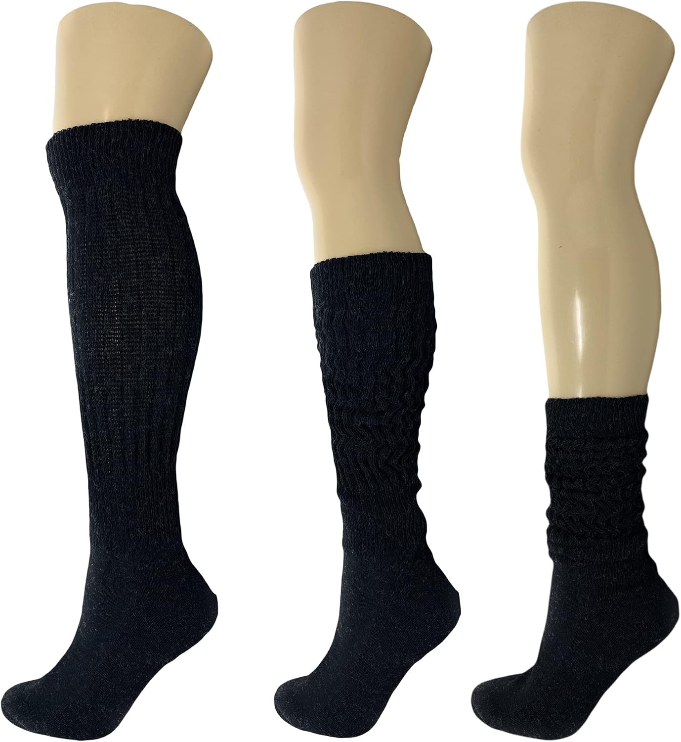 Amazon.com: AWS/American Made Cotton Slouch Socks Scrunch Knee High ...