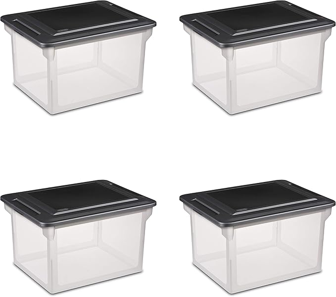 Sterilite 18689004 Storage File Box, 4-Pack , Black