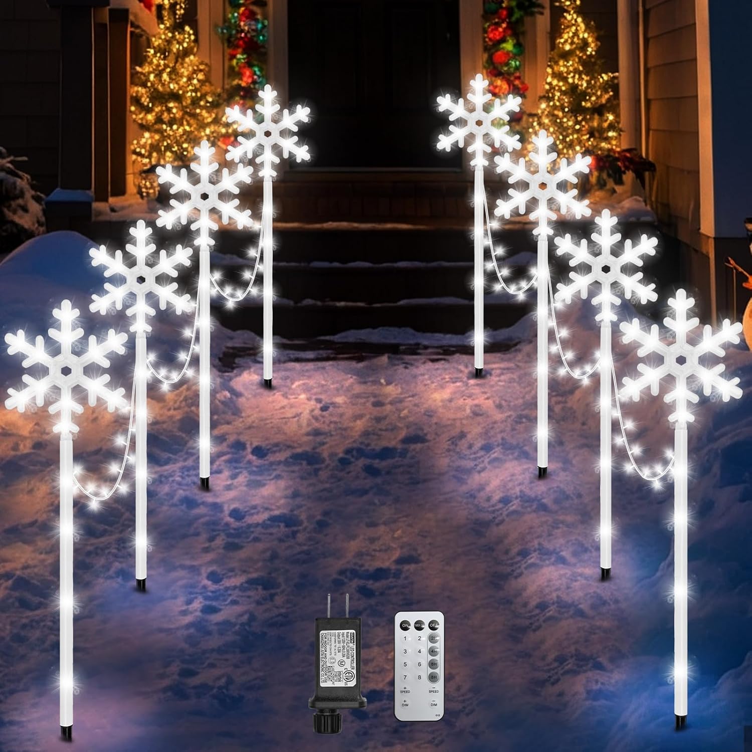 Amazon.com : [Timer] Set of 8 Christmas Snowflake Pathway Lights ...