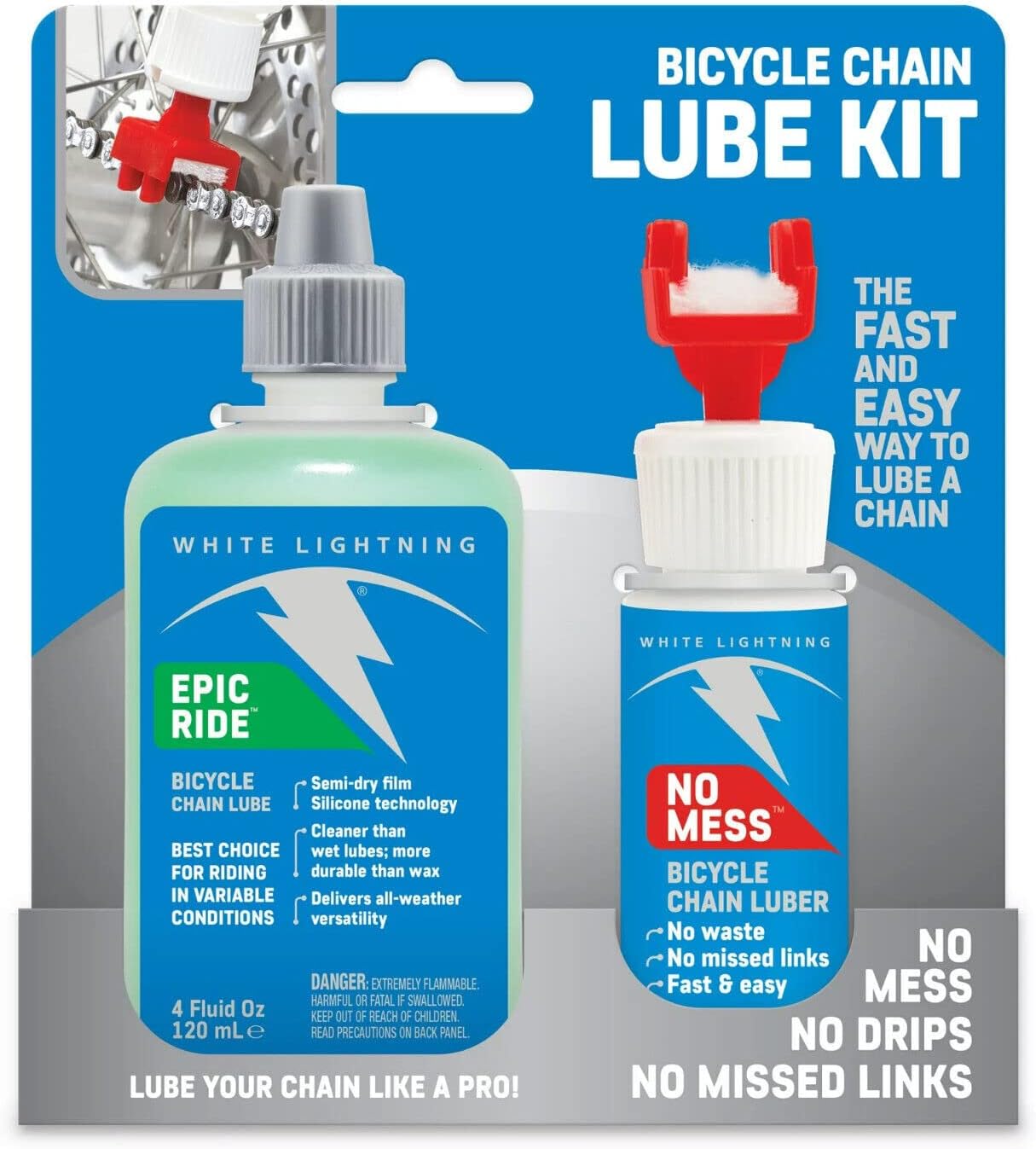 Amazon.com : Bicycle Chain Lube Kit - Epic Ride and No Mess Chain Luber ...