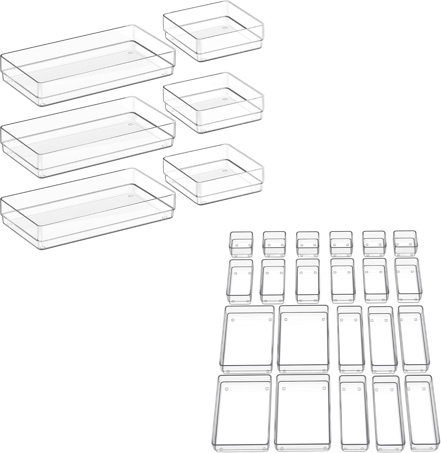 Amazon.com: SMARTAKE 28 PCS Clear Plastic Drawer Organizer Set, 22 PCS ...