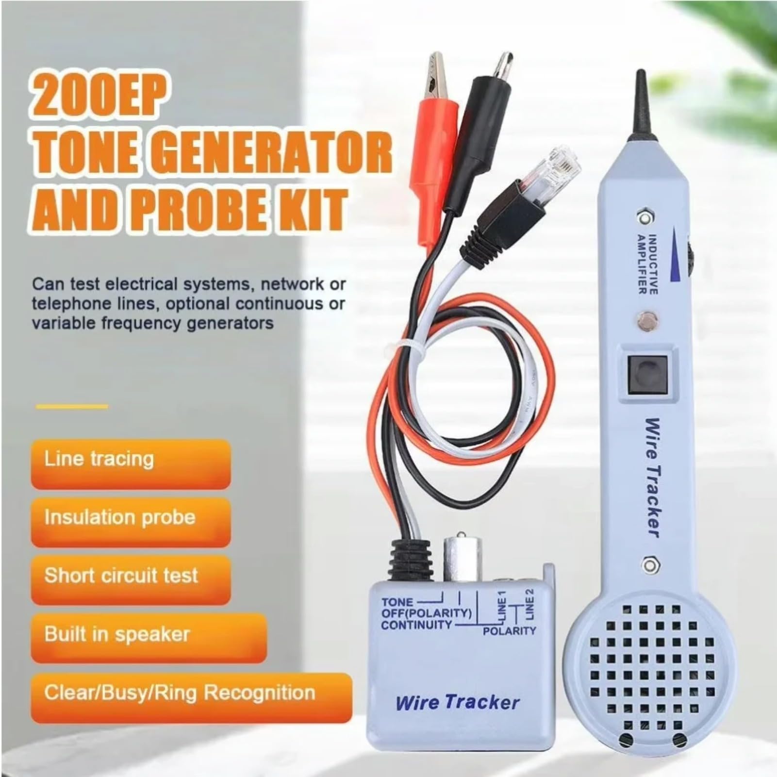 Tone Generator And Probe Kit 200EP Wire Toner Tracer Kit - Cable Tester ...