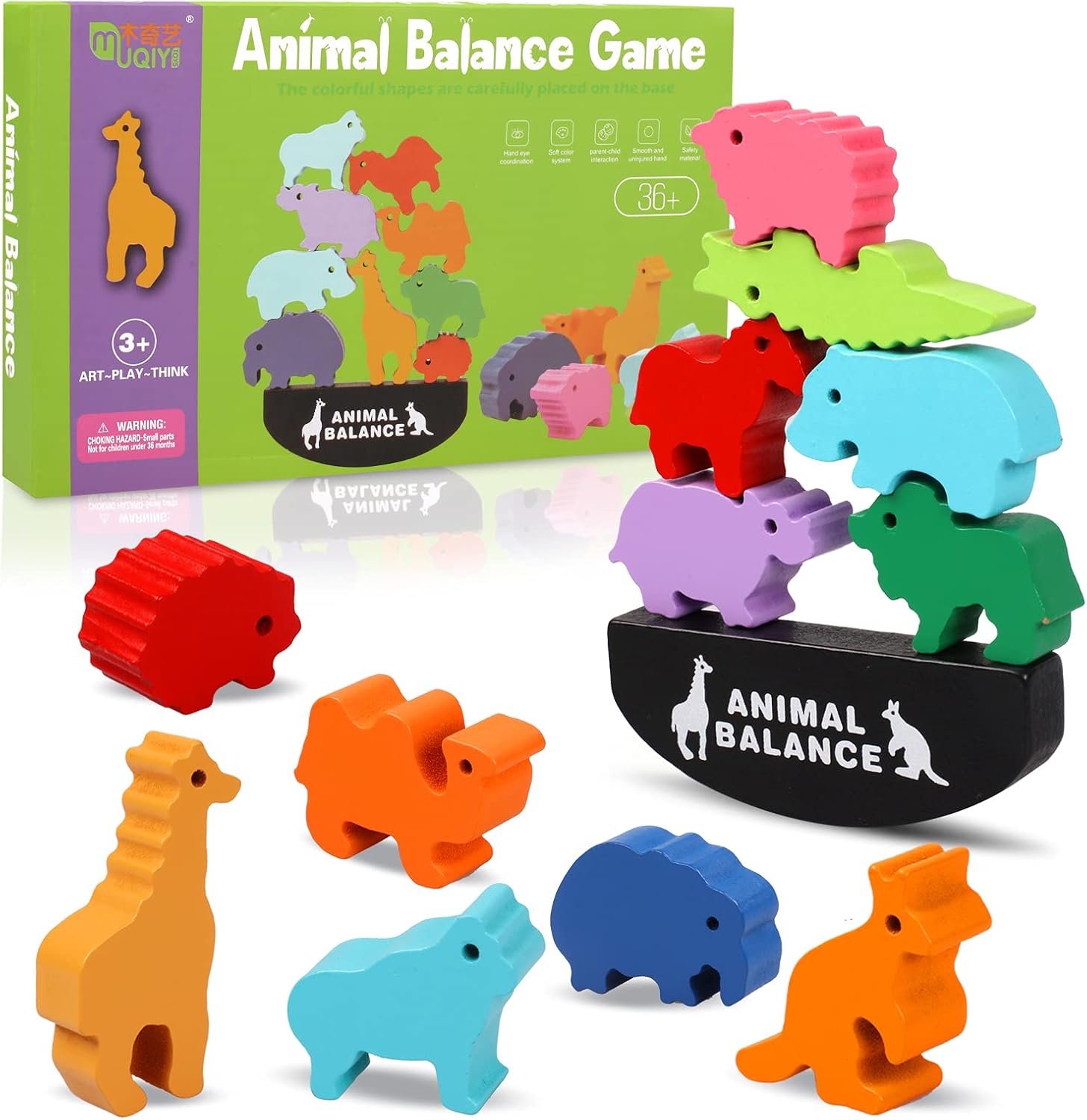 Animal Stacking Blocks - Vaktop 13PCS Wooden Animal Balance Game ...