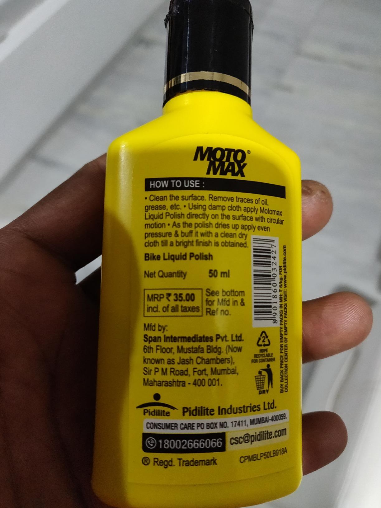 MOTOMAX Bike Liquid Polish 50 Ml - 3 Nos (150 Ml), Yellow : Amazon.in ...