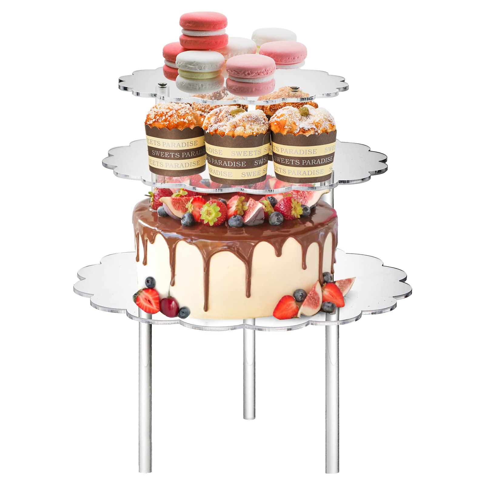 Snapklik.com : 3 Pack Clear Acrylic Cake Stands, Cupcake Stand Cake ...