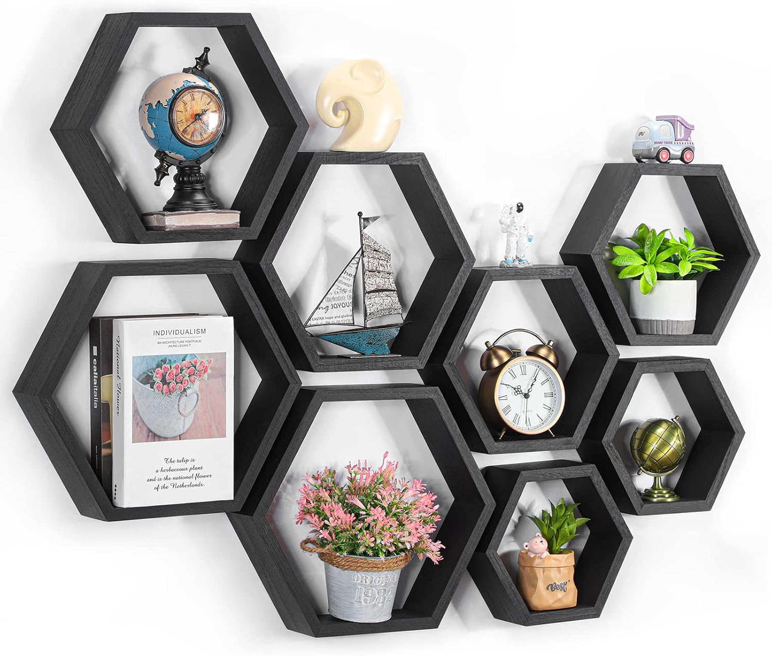 Amazon.com: CADUKE Hexagon Shelves for Wall Hexagonal Floating Shelves ...