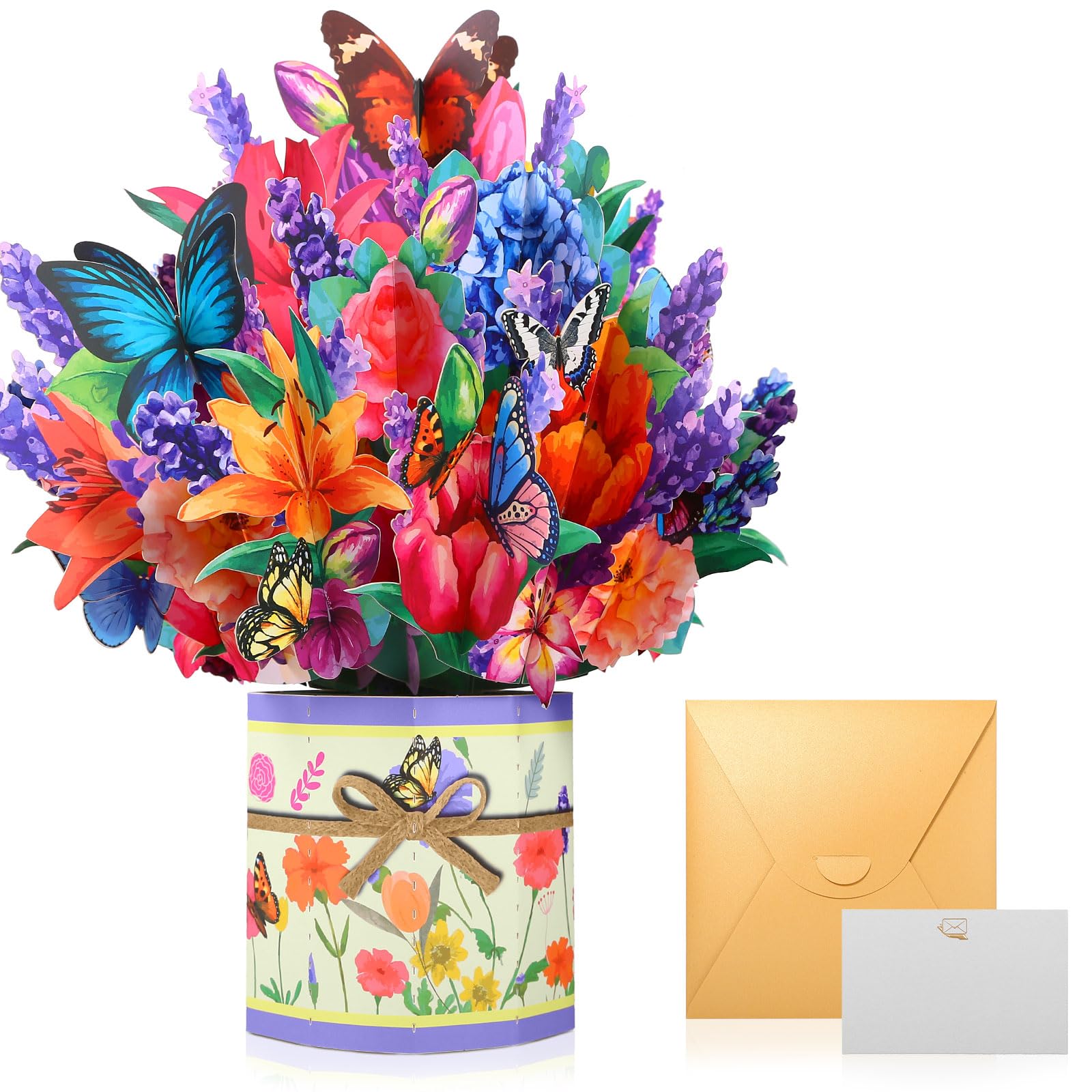 Snapklik.com : GWHOLE Butterfly Pop Up Card Paper Bouquet Flowers Paper ...