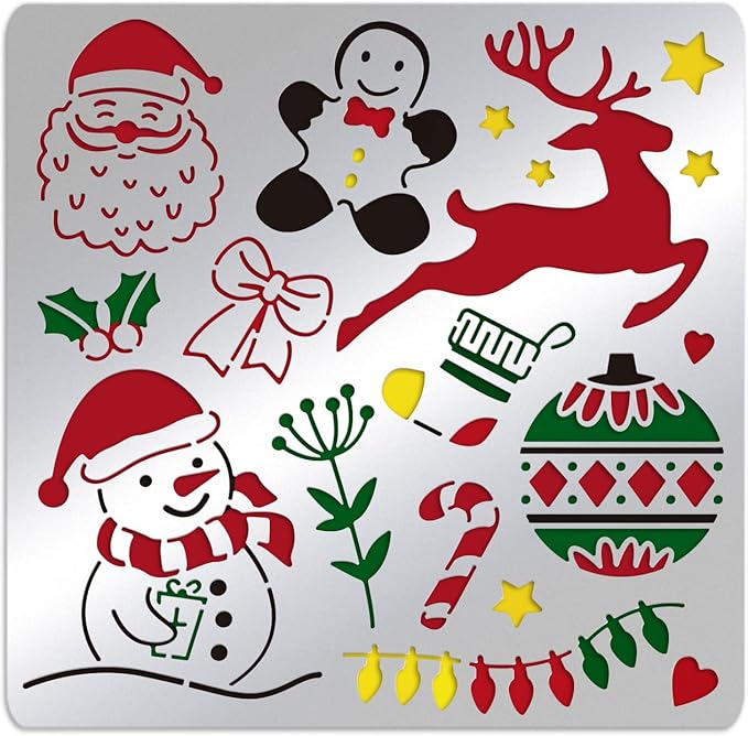 Amazon.com: BENECREAT Christmas Theme Metal Stencil, Santa Claus ...