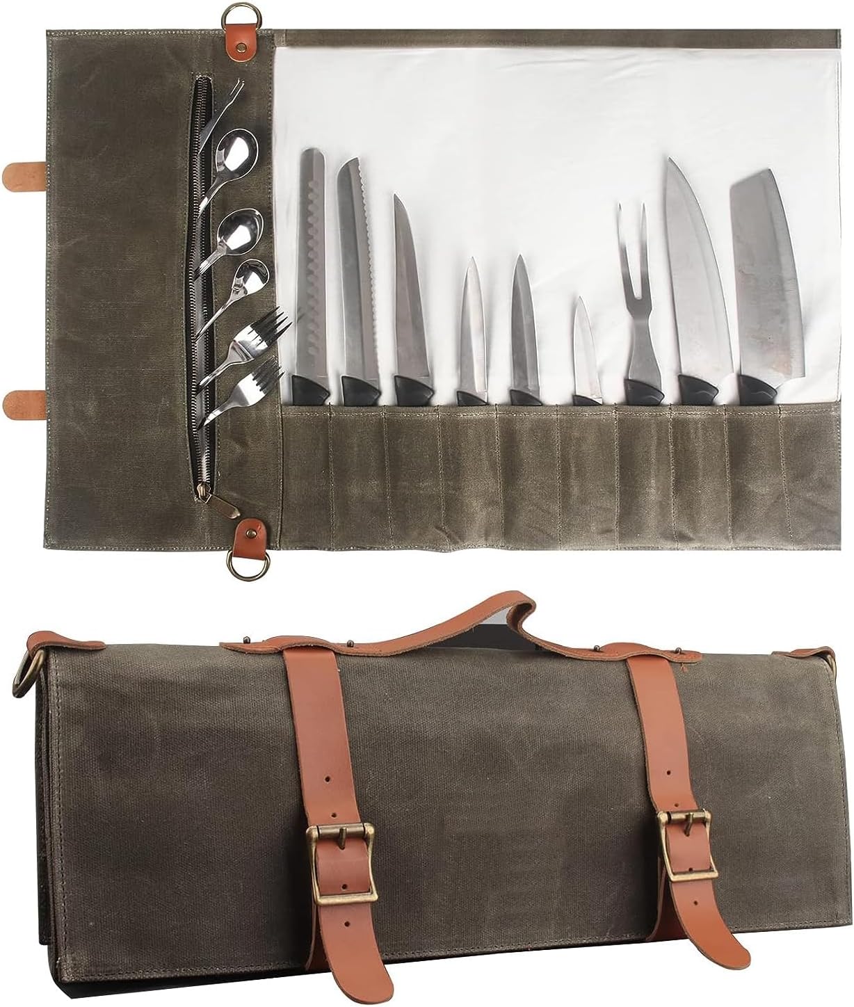 Amazon.com: UISKOOPW Chef Knife Roll Bag (10 Pockets), Chef Knife Case ...