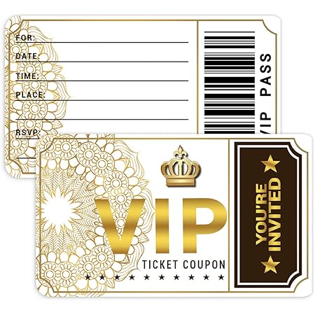 Amazon.com : wuguimeii 20 Neon VIP Ticket Coupon Invitations with ...