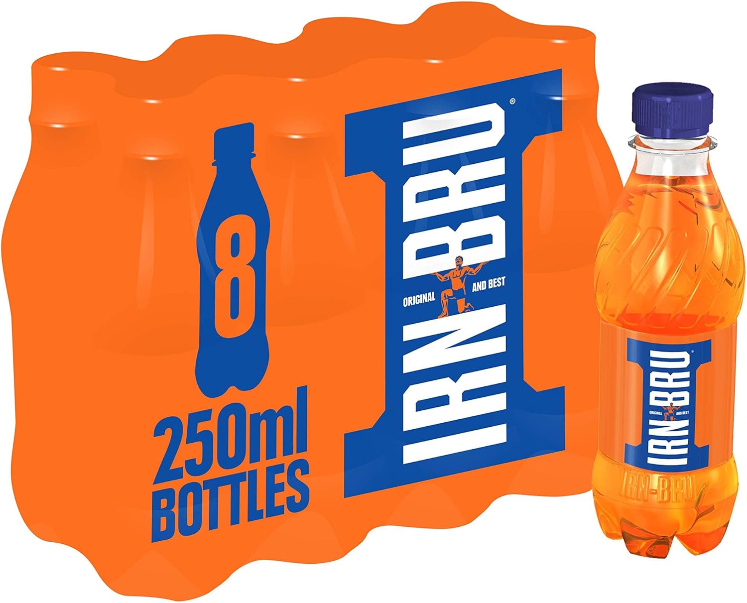 IRN-BRU Regular, 8 Pack Iconic Flavoured Fizzy Drink Multipack Bottles ...