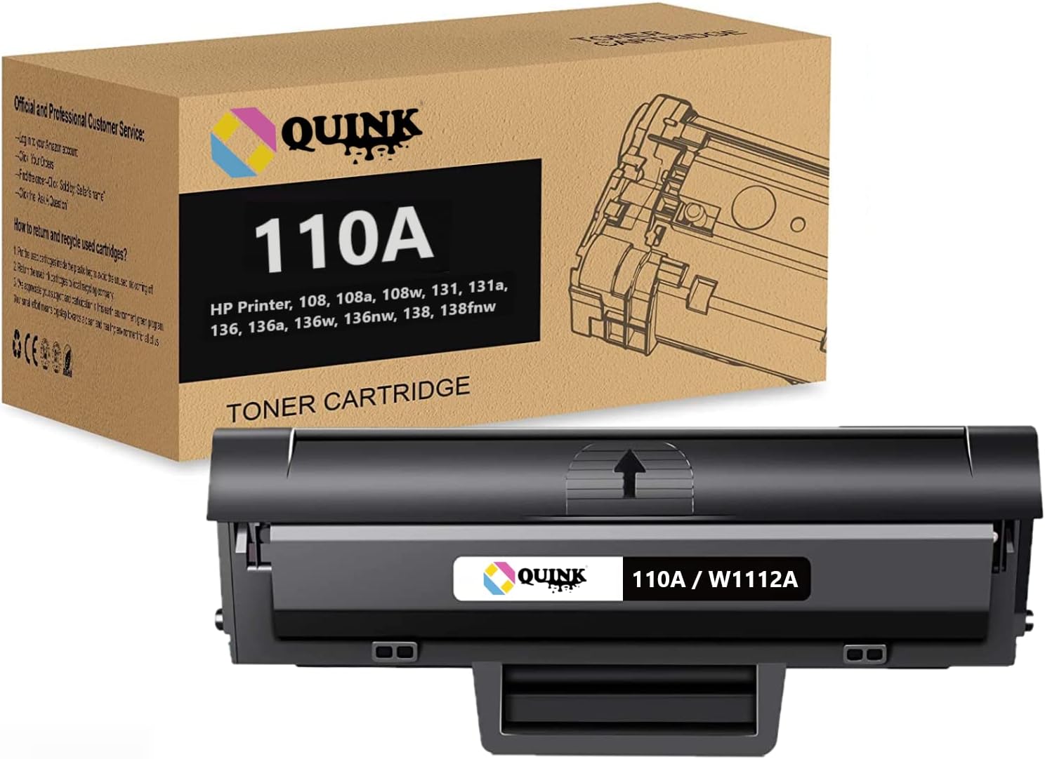 QUINK W1112A / 110A Compatible Black Toner Cartridge for HP 110A Toner ...