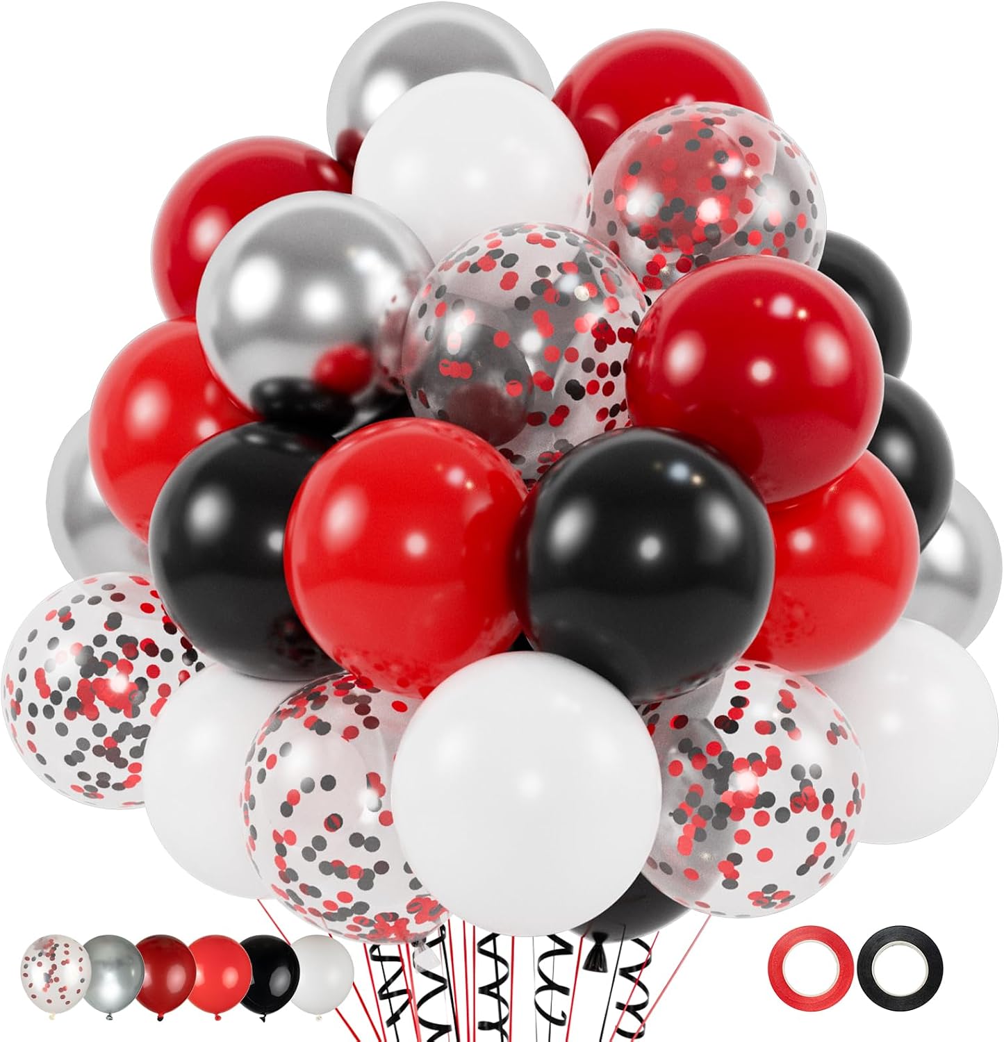 Amazon.com: 100pcs Red and Black White Balloons Kit, 12inch Black Red ...