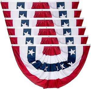 Amazon.com : 3x6 Ft USA Pleated Fan Flag, American US Flag Bunting for ...