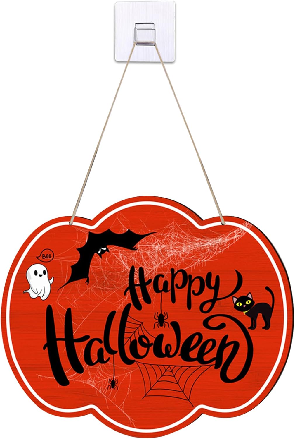 Amazon.com: Halloween Wood Door Decorations, Spooky Orange Cat & Bat ...
