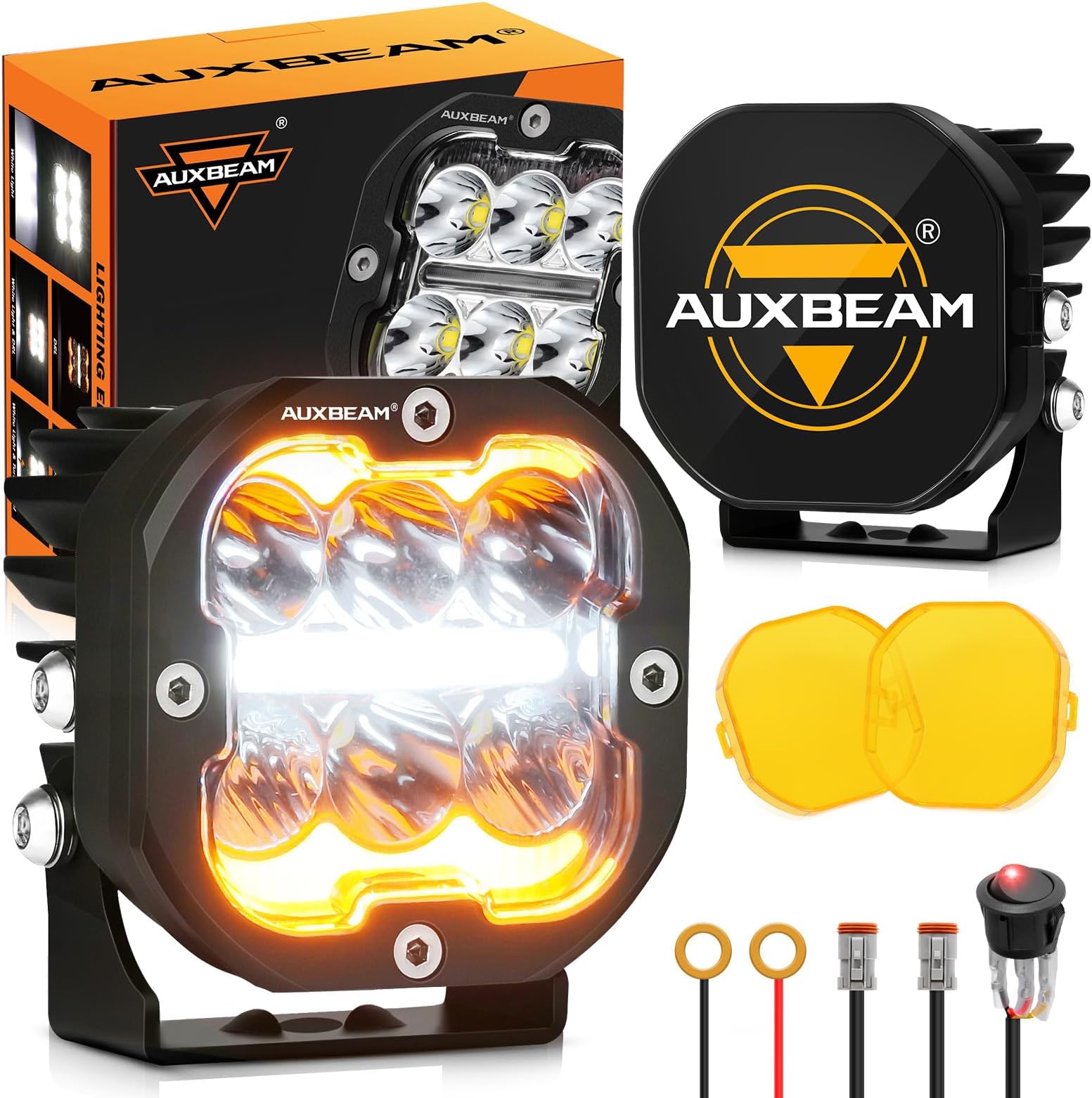Auxbeam XP-Ultra Series LED Pods with DRL & Turn Signal, 3 Inch 84W ...