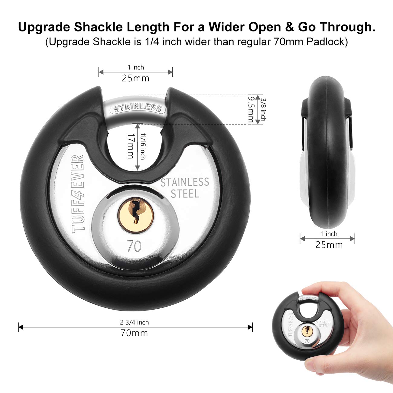 Tuff4ever 70mm Disc Padlock w...B07RBPGV72 | Encarguelo.com