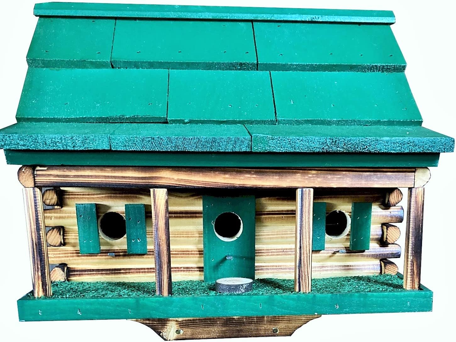 Amazon.com: Jumbo Log Cabin Birdhouse Green Roof and Trim : Patio, Lawn ...