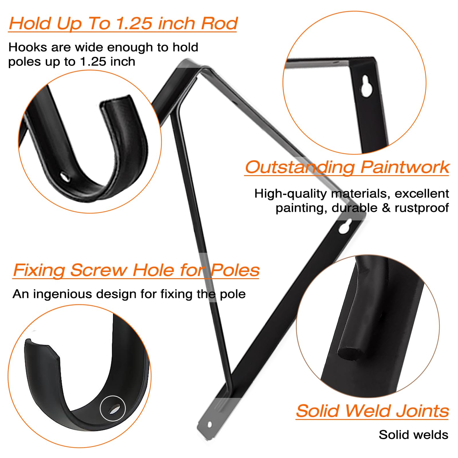 Snapklik.com : KOVOSCH 8 Pack Heavy Duty Closet Shelf & Rod Brackets ...