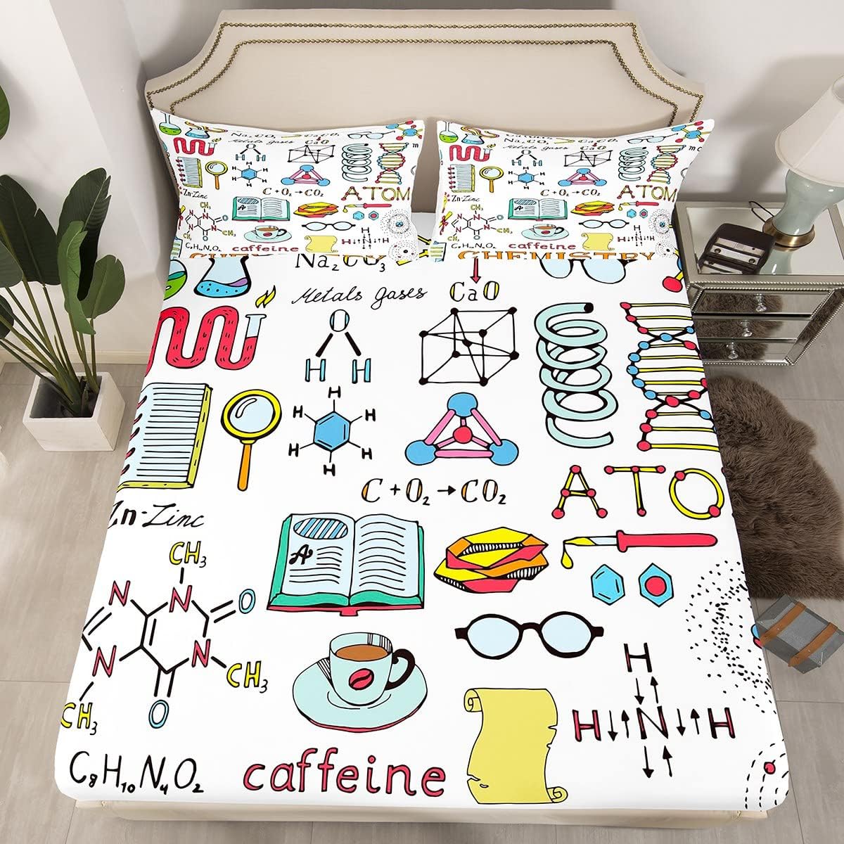 Amazon.com: Chemistry Bedding Sets Chemical Equation Bed Sheets for ...