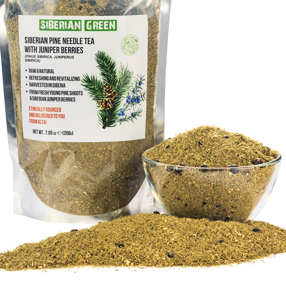 Amazon.com : Siberian Green Pine Needle Tea Loose Powder with Juniper ...