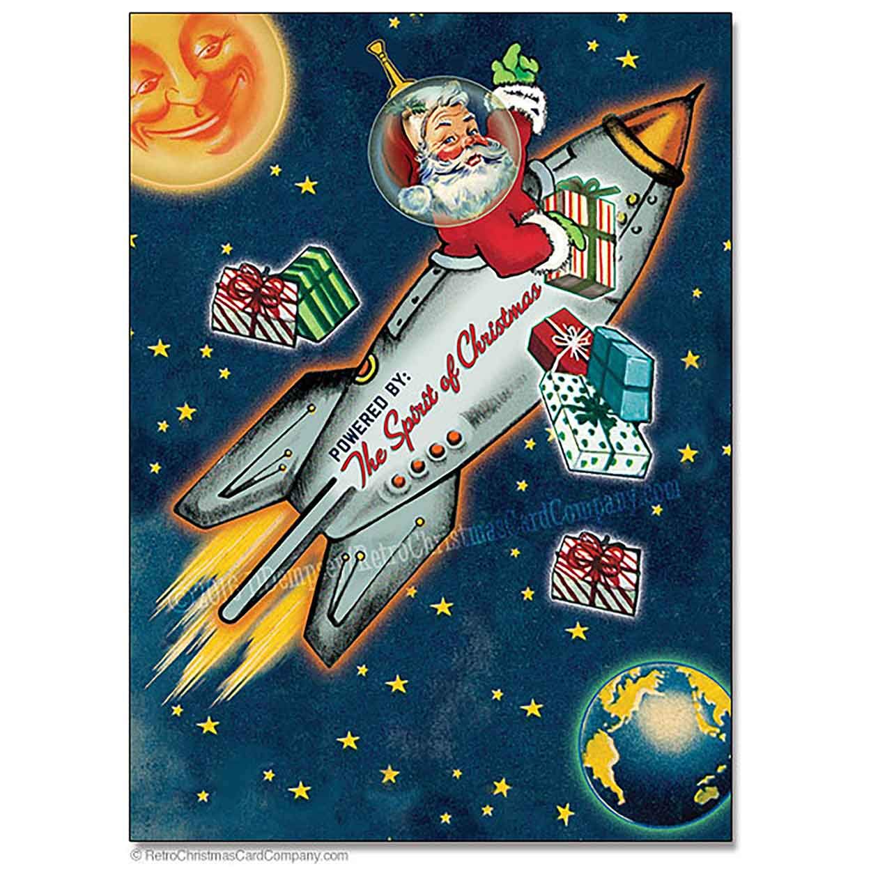 Amazon.com : Space Age Santa Christmas Cards, Package of 8 : Greeting ...