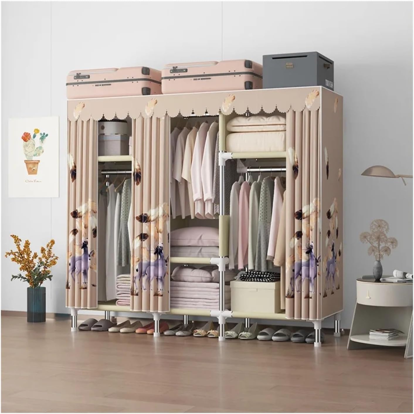 Amazon.com: Portable Wardrobe Bedroom Cloth Closet Household Foldable ...