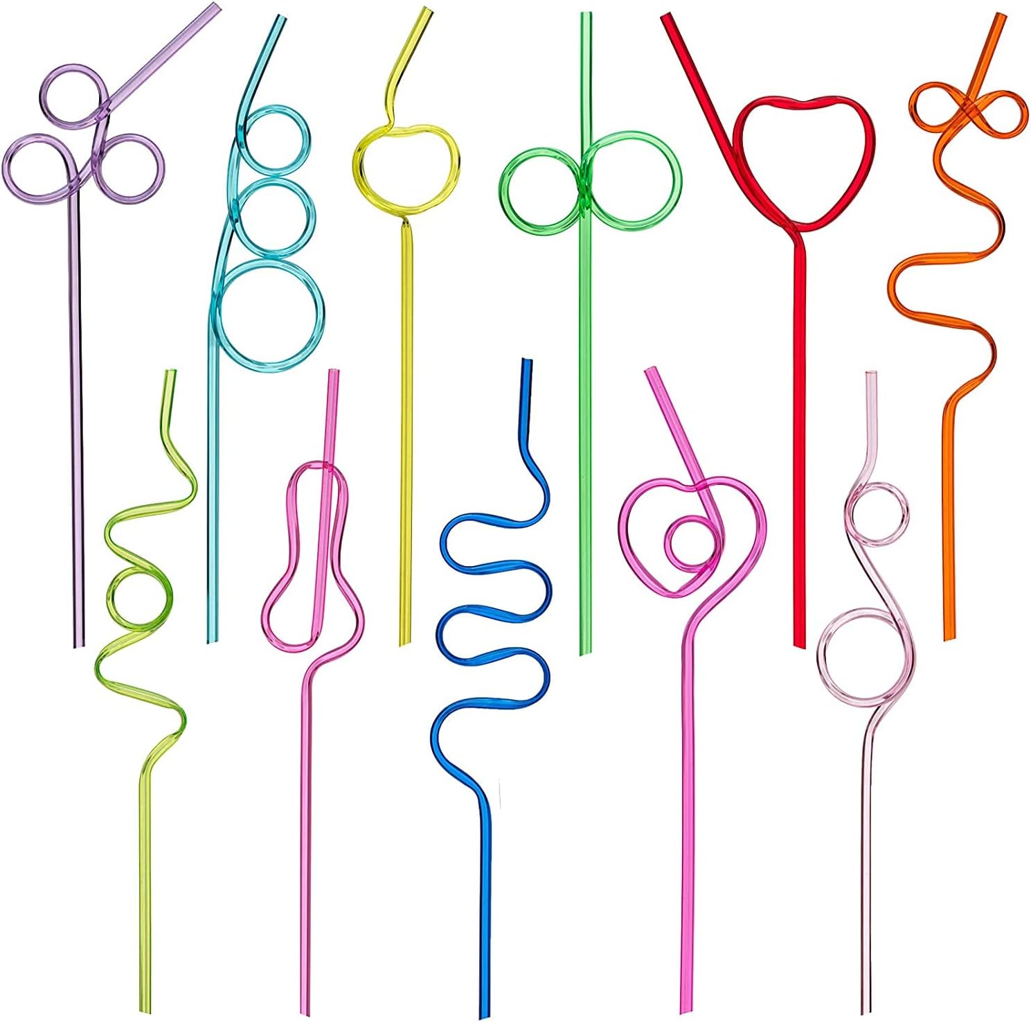 33 Pcs Crazy Straws,11 Different Designs Colorful Loop Straws,10 ...