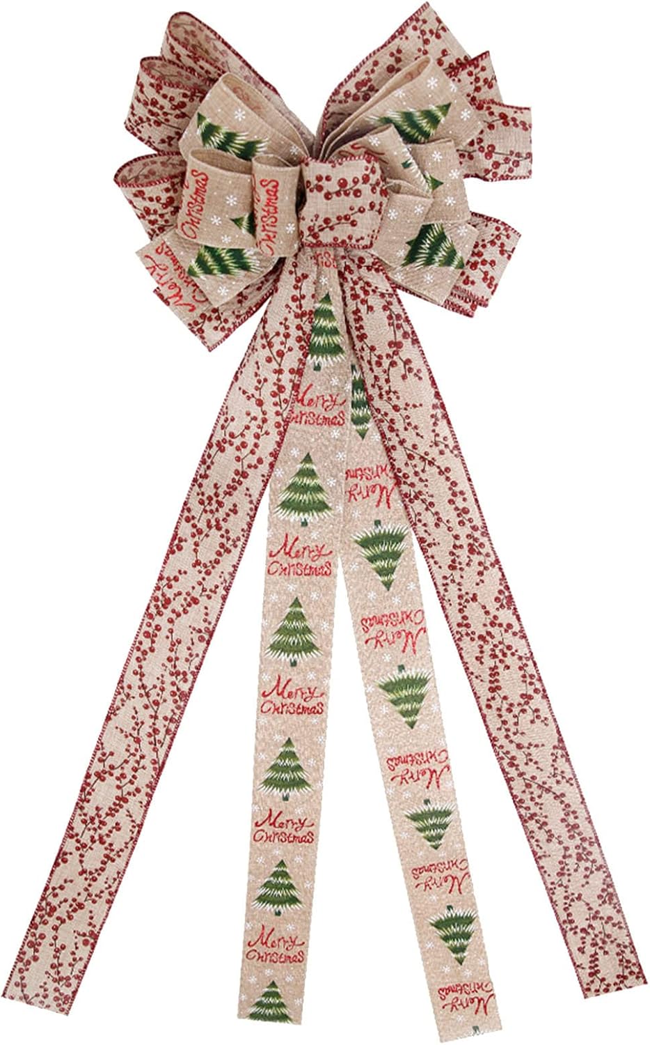 Amazon.com: Christmas Tree Topper Bow Christmas Decorations Handmade ...