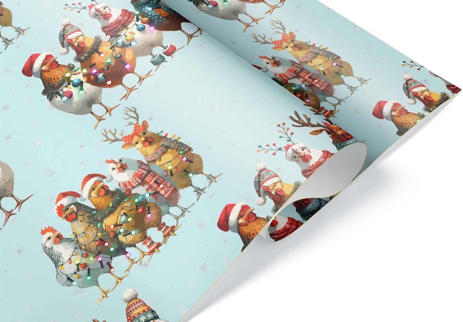 Amazon.com: Fun Festive Chicken Christmas Wrapping Paper, Farm and ...