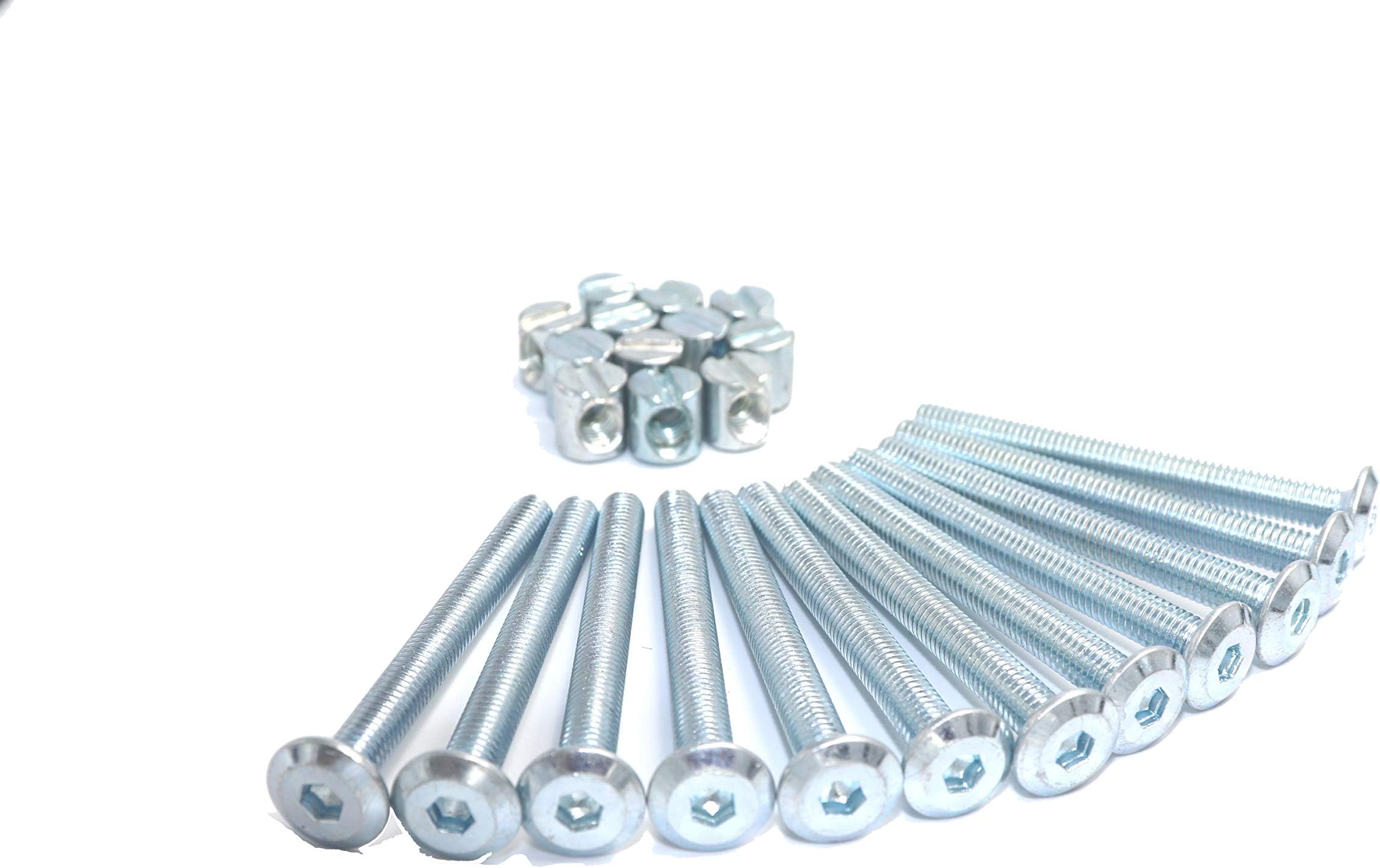 FGen 12pcs Crib Accessories M6 Bolt Nut M6 x 60mm Bookcase Reclining ...