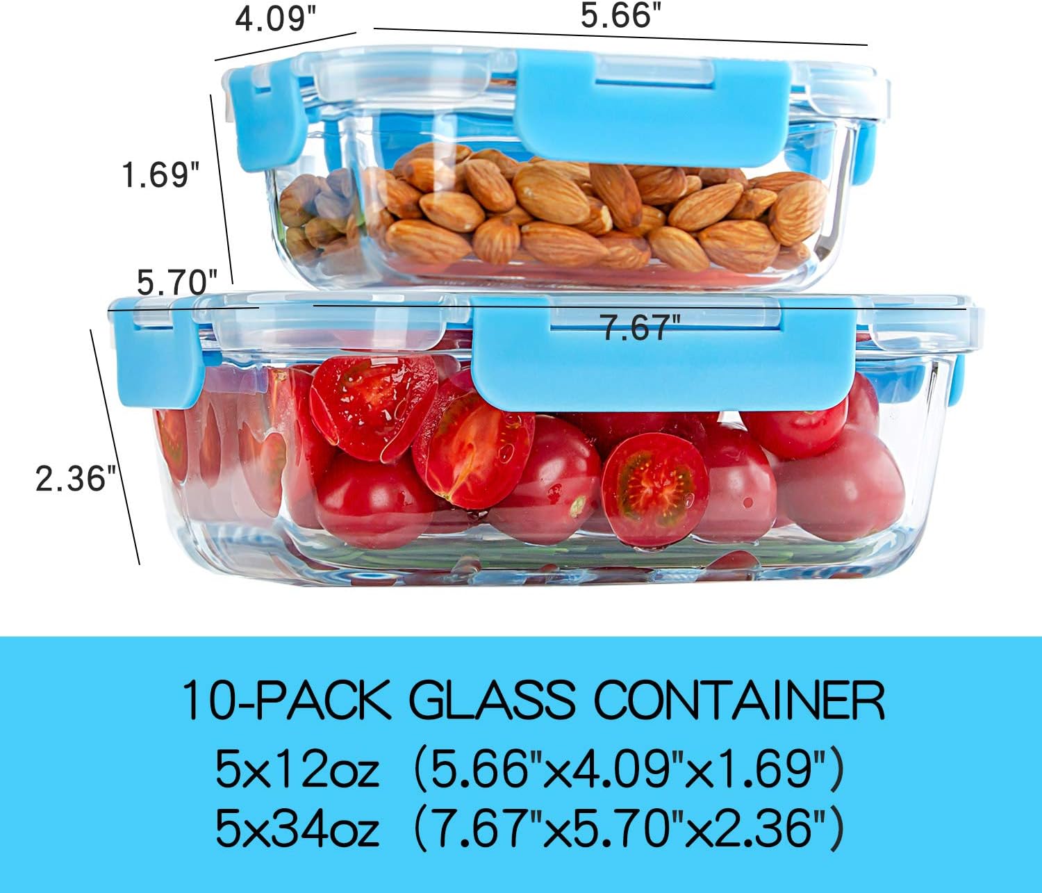 Recipientes de vidrio para preparación de comidas paquete de 10 ...