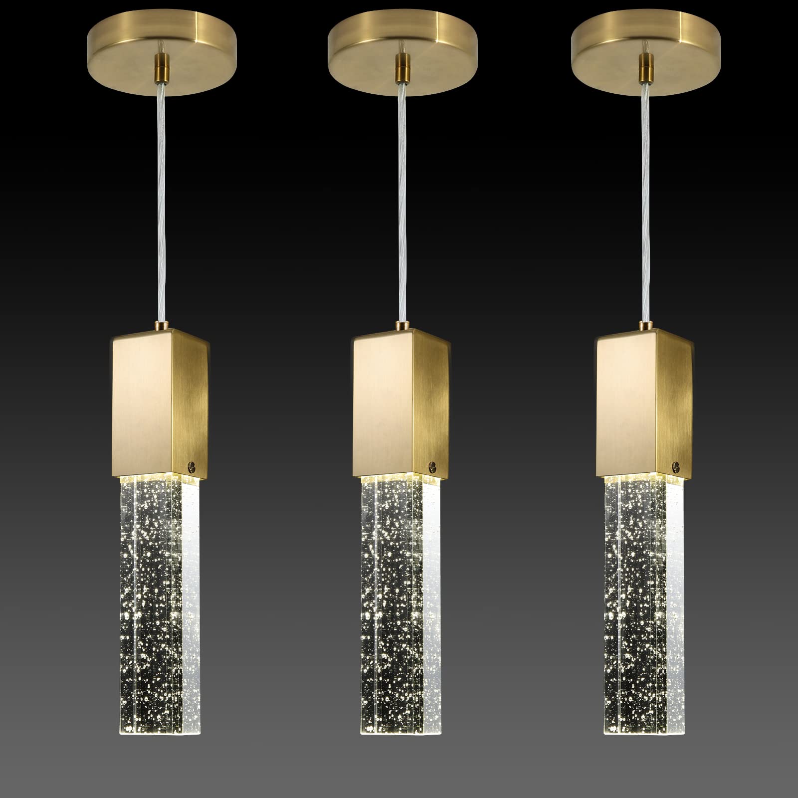 huong son Modern LED Bubble Glass Pendant Light, Brushed Gold Pendant ...