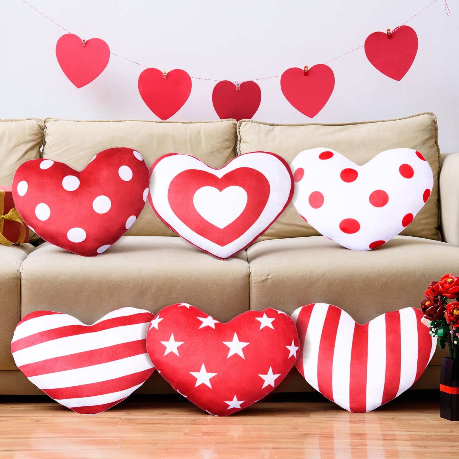 Amazon.com: MixTeach 6 Pcs 14 Inch Valentine's Day Heart Throw Pillows ...