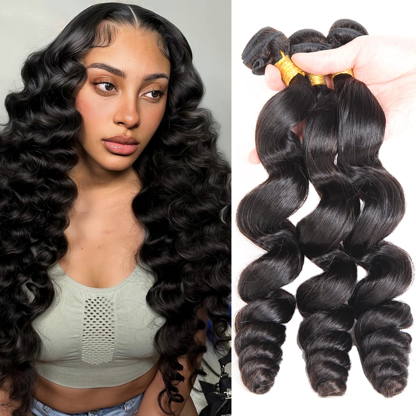 Amazon.com: Loose Wave Bundles 12A Brazilian Human Hair Loose Wave ...