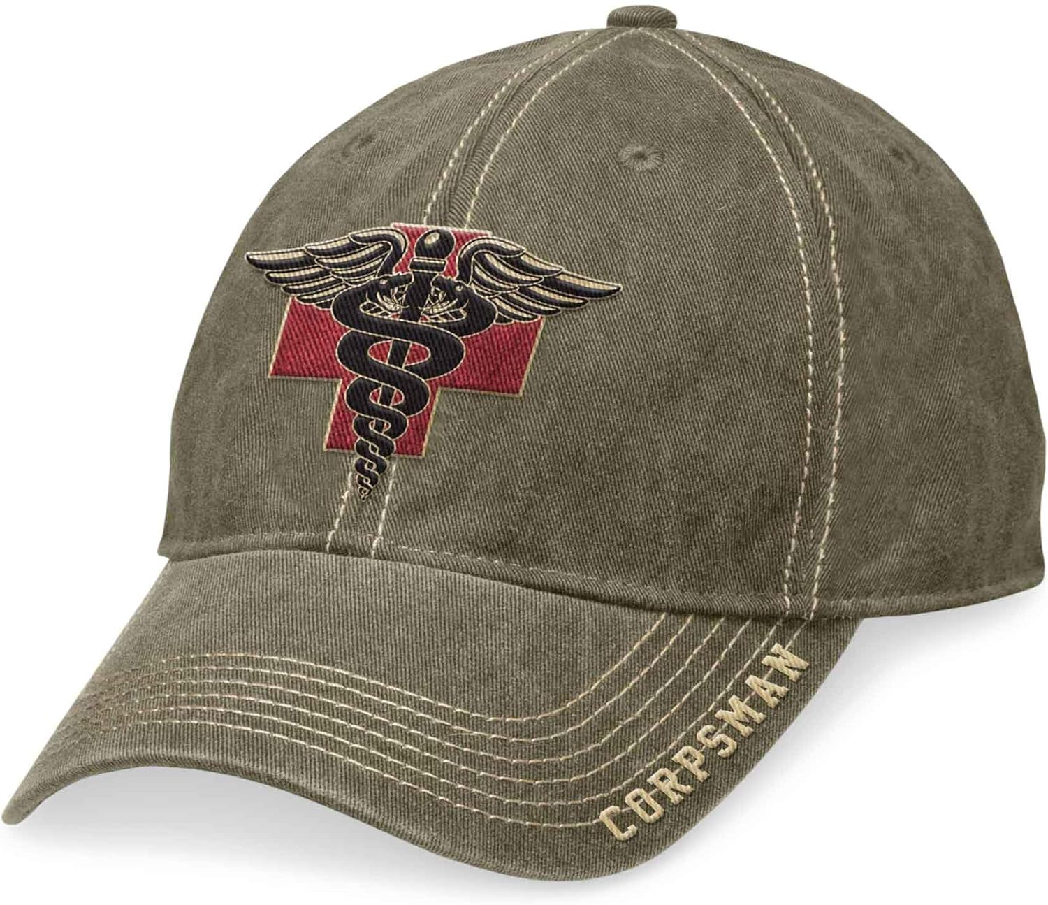 Corpsman Hat - 100% Cotton, Adjustable, Featuring Caduceus and Red ...