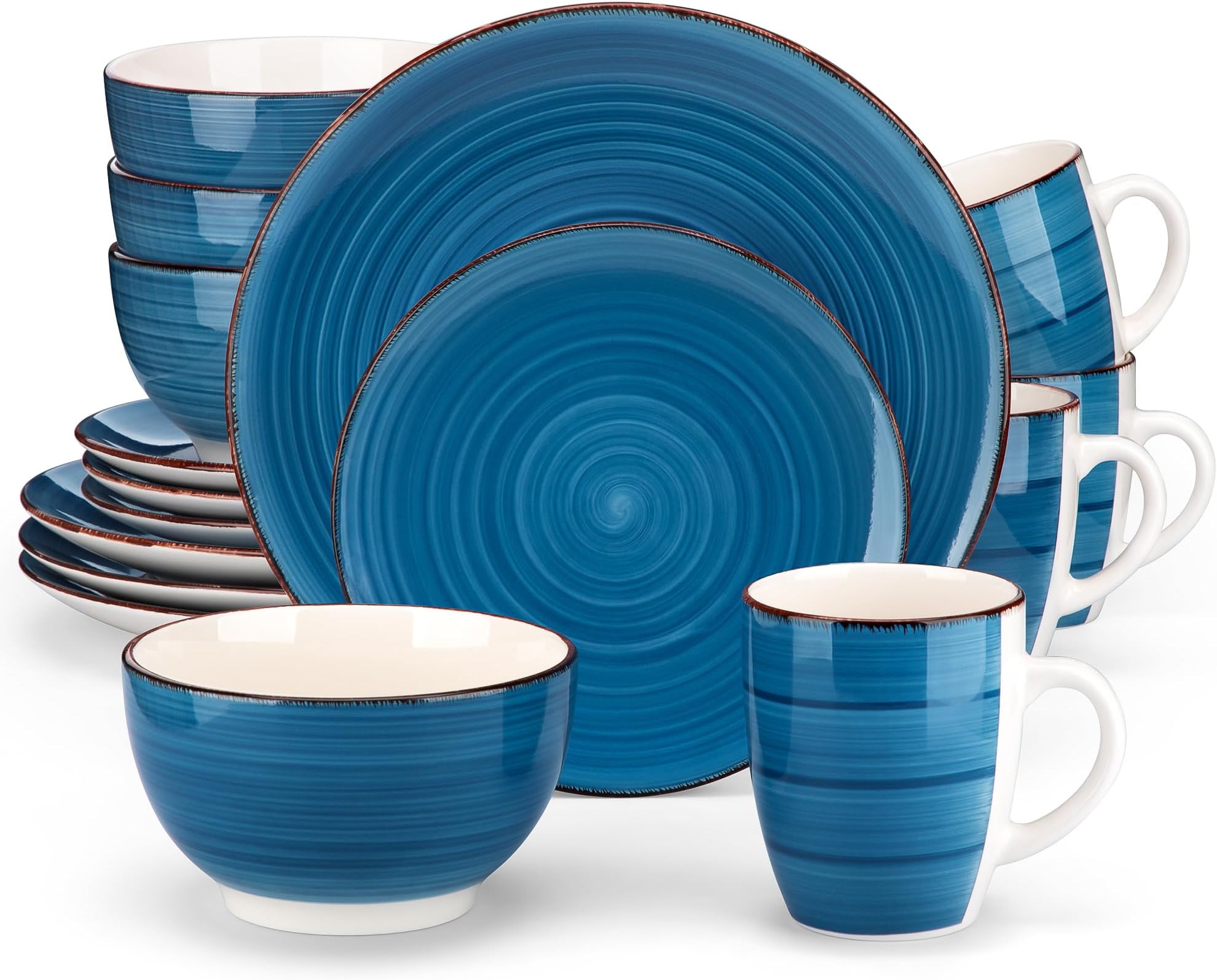 Amazon.com | American Atelier 16-Piece Teal Stoneware Dinnerware Set ...