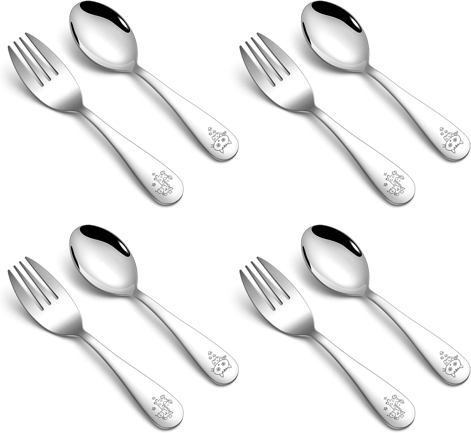Amazon.com: HaWare 8 Pieces Toddler Utensil Sets, Stainless Steel Kids ...