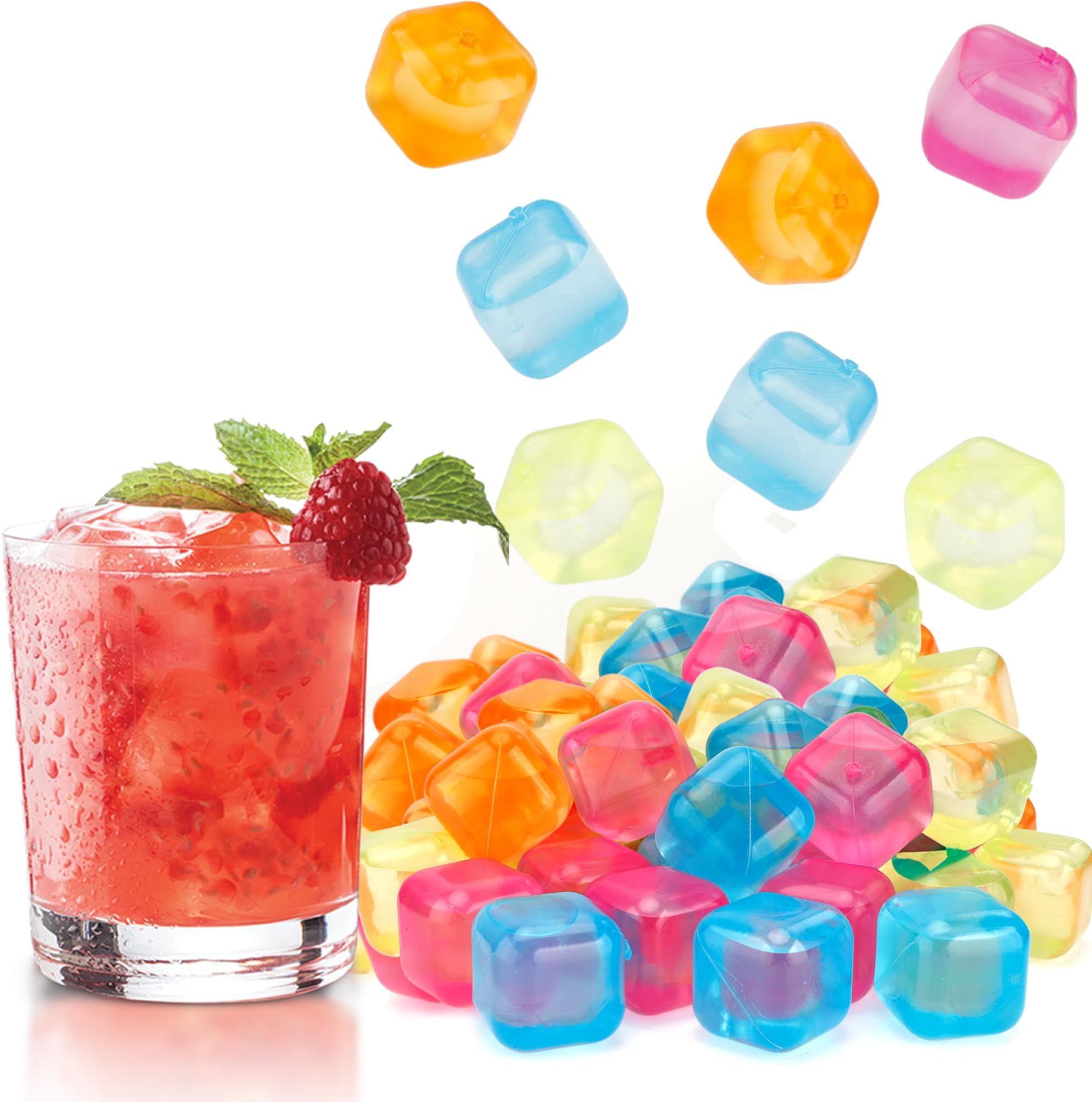 Amazon.com: 30 PCS Reusable Ice Cubes for Drinks - Refreezable Plastic ...
