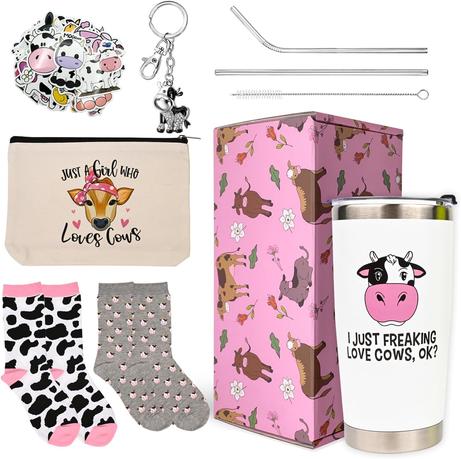 Amazon.com | Cow Print Stuff - Cow Gifts Set - Purse Tumbler Mug Cup ...