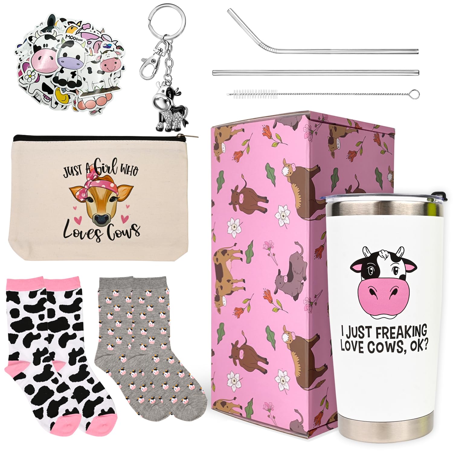 Amazon.com | Cow Print Stuff - Cow Gifts Set - Purse Tumbler Mug Cup ...