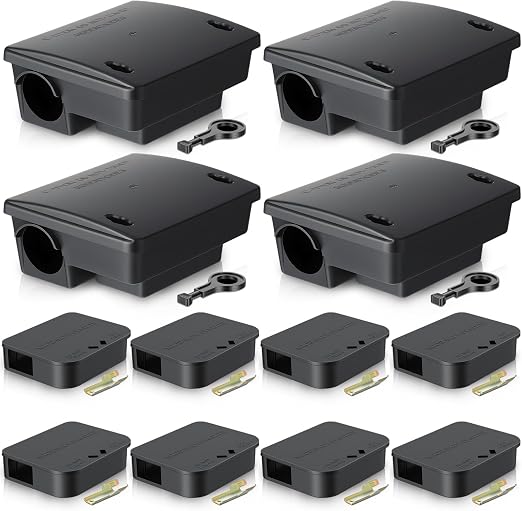 Amazon.com : Mysora 12 Pack Key Required Rat Station Box 4 Large & 8 ...