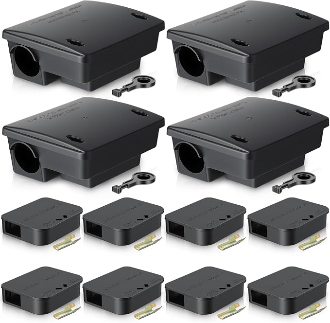 Amazon.com : Mysora 12 Pack Key Required Rat Station Box 4 Large & 8 ...
