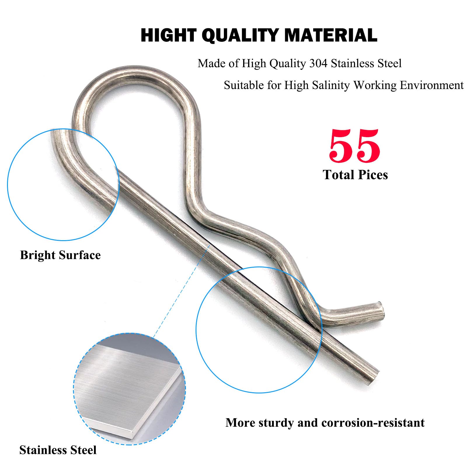 Snapklik.com : Yoliko 55Pcs Stainless Steel Hitch Pins & Clips Kit ...