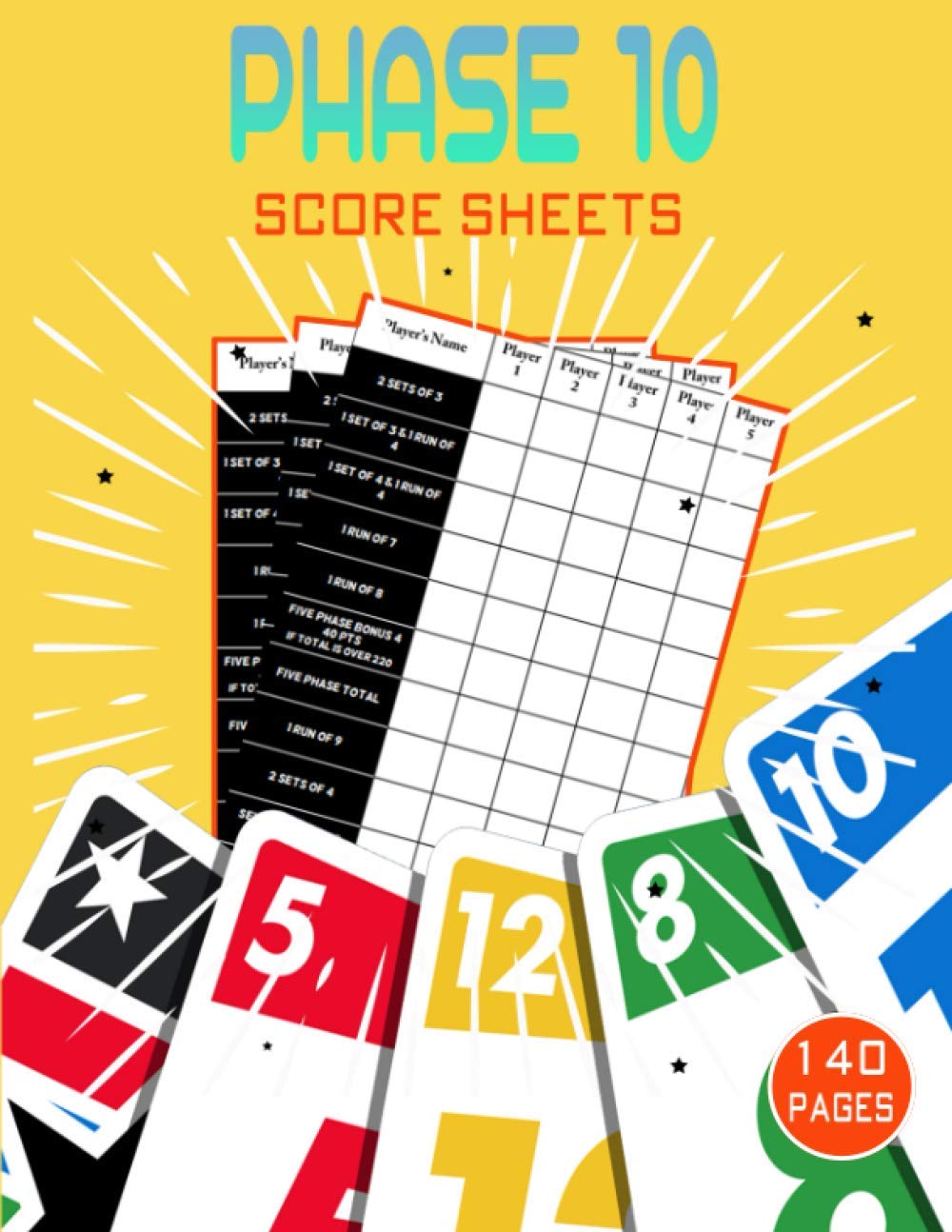 phase 10 score sheets: Phase Ten Game Record Keeper Book,Phase 10 Score ...