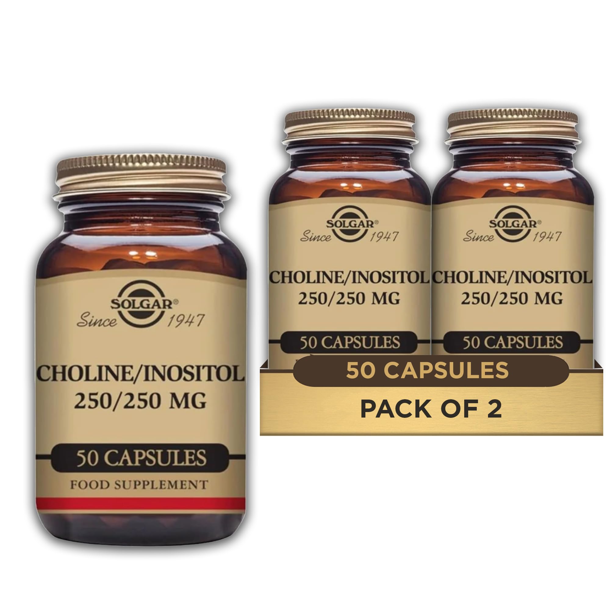 Solgar Choline 250 mg/Inositol 250 mg Vegetable Capsules - Pack of 100 ...