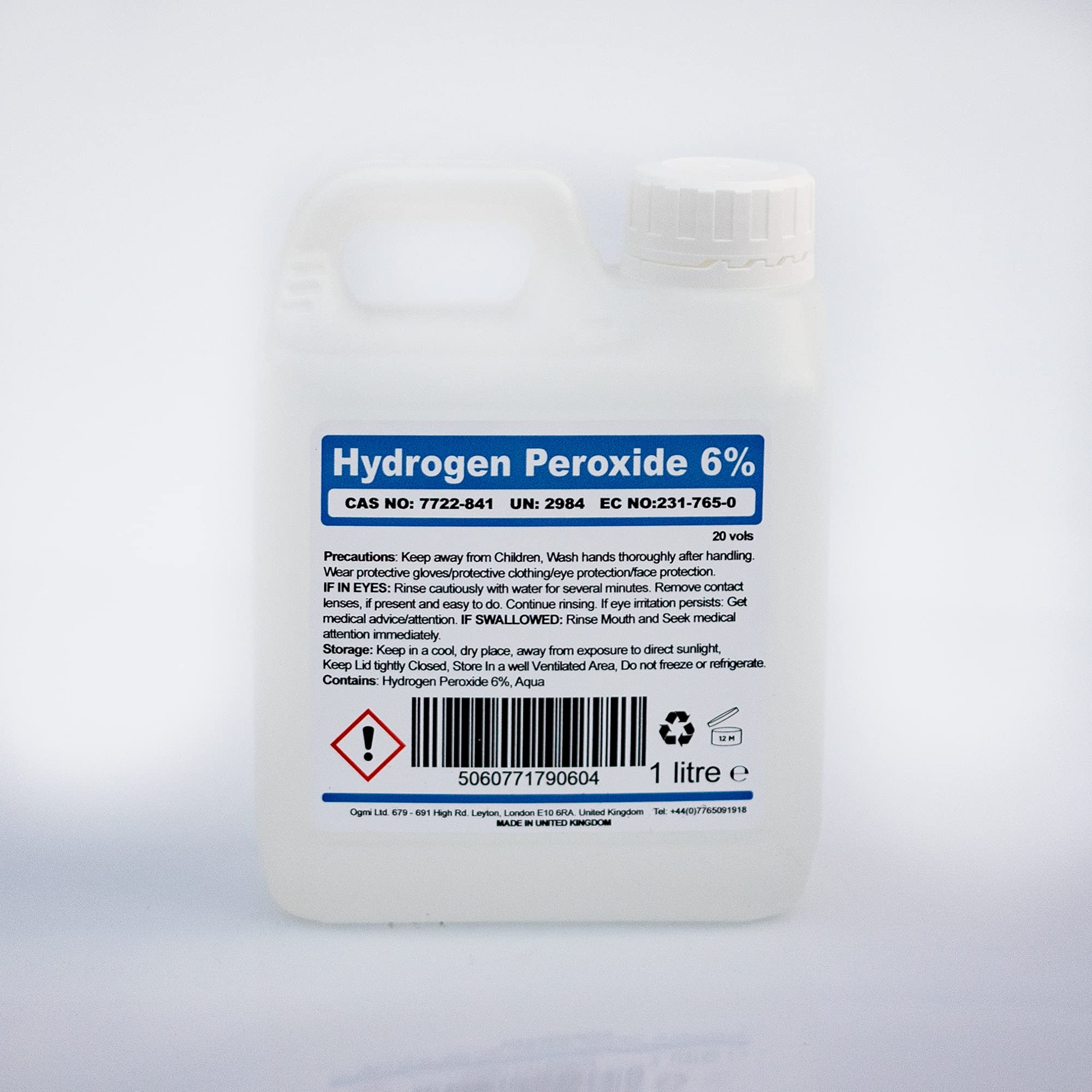 Hydrogen Peroxide 6% 20 Vols. 50ml 500ml 1L 5L Litre for Cleaning ...