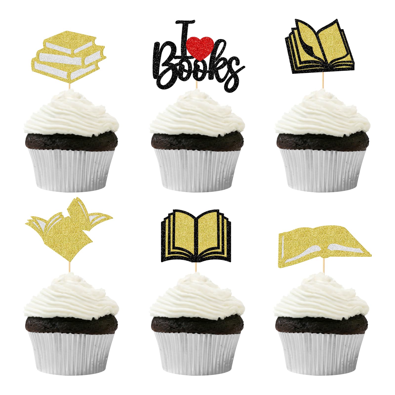 Amazon.com: Book Cupcake Toppers, Book Party Decorations, Book ...