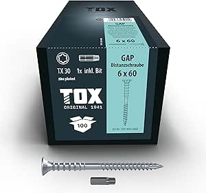 TOX GAP 6 x 60 mm, Galvanised Steel Distance Screws, Millimetre ...