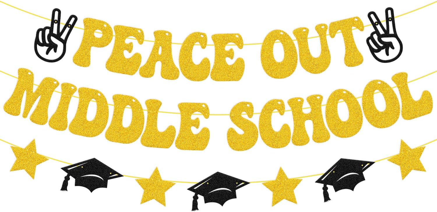 Amazon.com: Middle School Graduation Banner Peace Out Middle School ...
